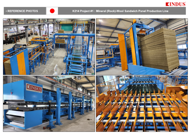 Mineral(Rock)-wool sandwich panel production line in Japan - KINDUS
