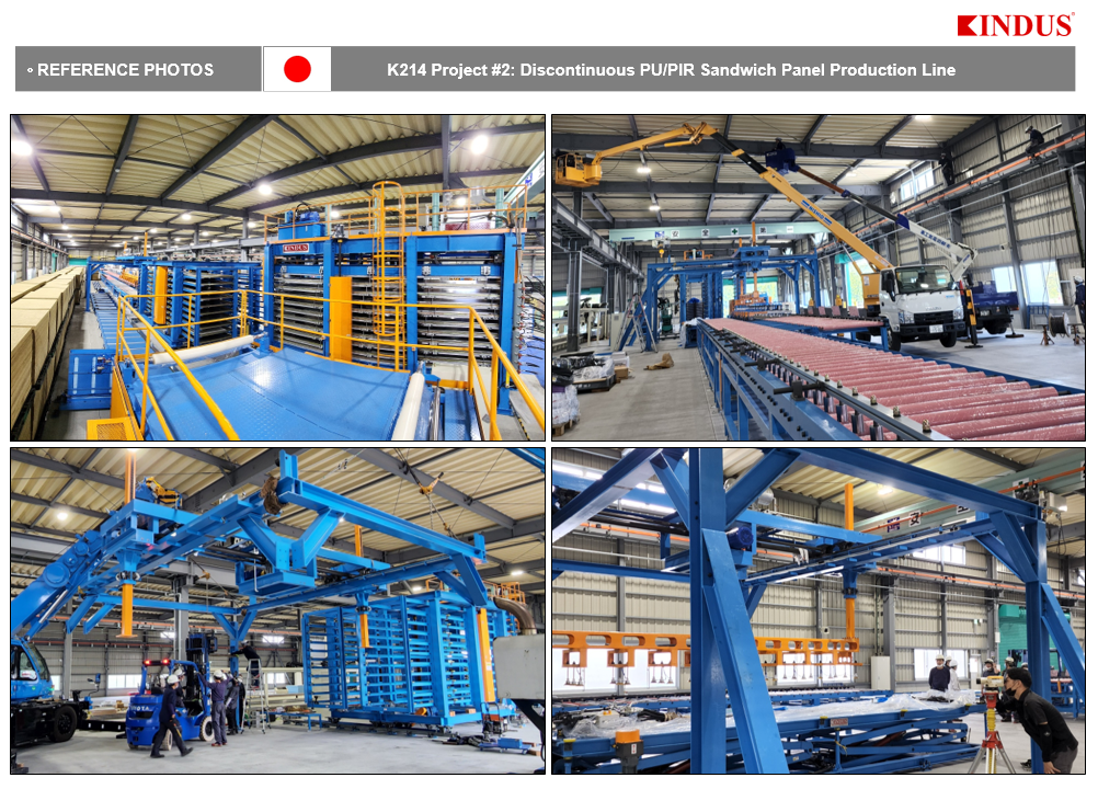 Discontinuous PU/PIR sandwich panel production line in Japan - KINDUS